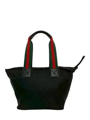 Gucci Gucci GG Canvas Web Tote Bag Black