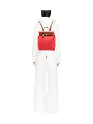 Hermès Toile Herbag A Dos Zip Retourne Backpack - Red