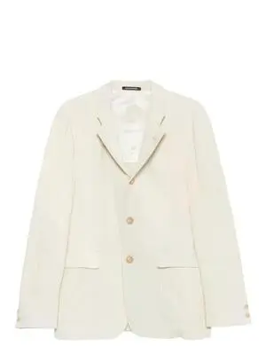 Emporio Armani Crinkled-finish Buttoned Blazer - Neutrals