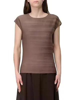 Max Mara Ribbed Knit Short-sleeved T-shirt - Brown