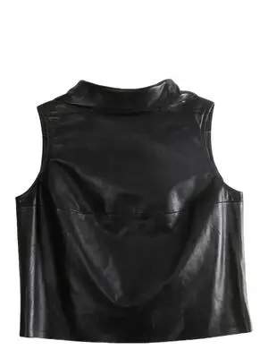 Rick Owens High-neck Leather Top - Black