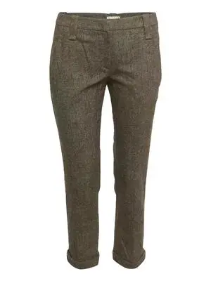 Brunello Cucinelli Monili Trim Herringbone Trousers - Grey