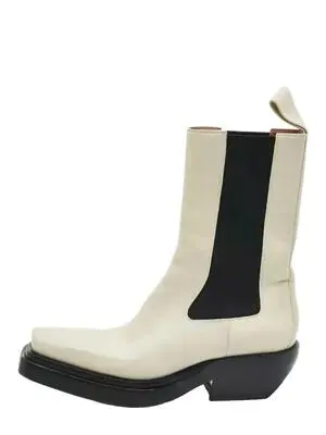 Bottega Veneta Cream Leather Square-toe Ankle Boots - Neutrals