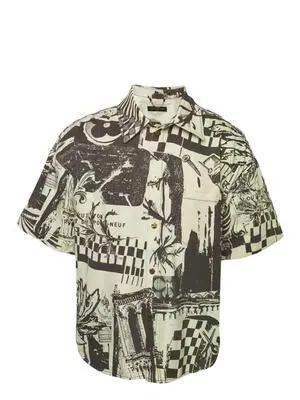 LOUIS VUITTON Graphic-print Denim Shirt - Neutrals
