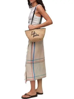 Bimba Y Lola Small Woven Shoulder Bag With Embroidered Logo - Neutrals