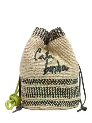 Bimba Y Lola Medium Plaited-raffia Bucket Bag - Neutrals