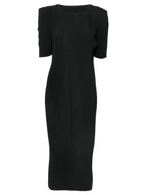 Issey Miyake Pleated Midi Dress - Black