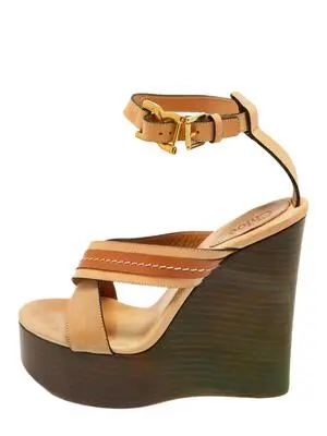 Chloé Cross-strap Wedge Sandals - Neutrals