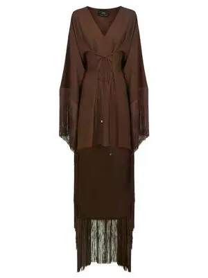 TALLER MARMO Sierra Fringed Kaftan Mini Dress - Brown