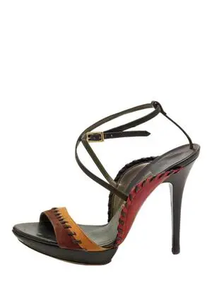 FERRAGAMO Leather Platform Sandals - Black