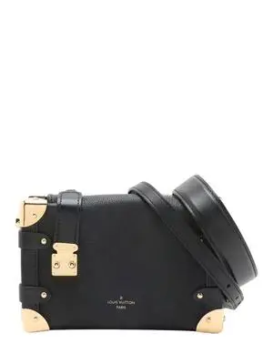 LOUIS VUITTON Grained Calfskin Side Trunk Pm Satchel - Black