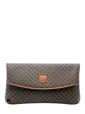 Celine Macadam Coated Canvas Clutch Bag - Brown