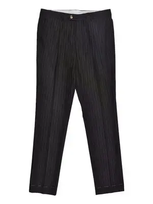 Brunello Cucinelli Virgin Wool Pinstripe Trousers - Black