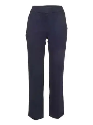 LOUIS VUITTON Navy Crepe Straight-leg Trousers - Blue