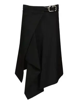 Attico Belted Asymmetric Skirt - Black