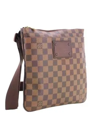 LOUIS VUITTON Brooklyn Pochette Plate Damier Crossbody Bag - Brown