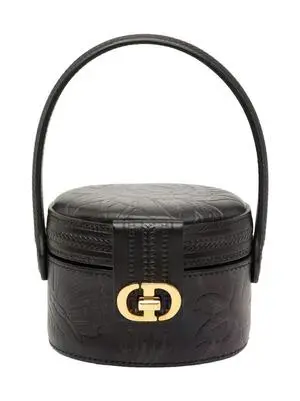 Dior 2022 Floral Embossed Calfskin Vanity Bag - Black
