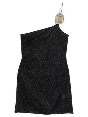 Oseree Lumière Spiral One-shoulder Mini Dress - Black
