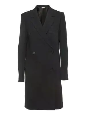 Celine Double-breasted Wool Coat - Black