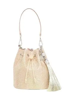 Judith Leiber Crystal Embellished Tassel Bucket Bag - Neutrals