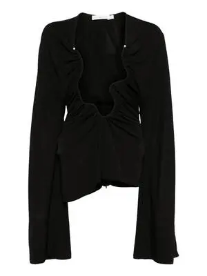 Christopher Esber Salacia Ruched Long Sleeve Top - Black