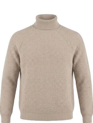 Alpha Studio Turtleneck Wool Cashmere Sweater - Beige