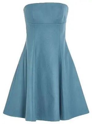 Paul & Joe Slate Wool Blend Strapless Mini Dress - Blue