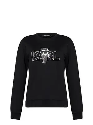 Karl Lagerfeld Organic Cotton Sweatshirt With Graphic Print - Black