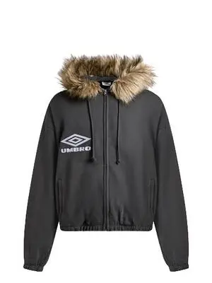 UMBRO Cotton Zip-up Hoodie With Faux Fur Trim - Grey
