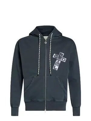 Aries Zip-up Hoodie With Graphic Print - Grey