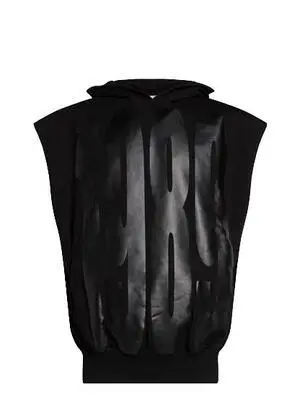 1989 STUDIO Sleeveless Hooded Sweatshirt With Logo Print - Black