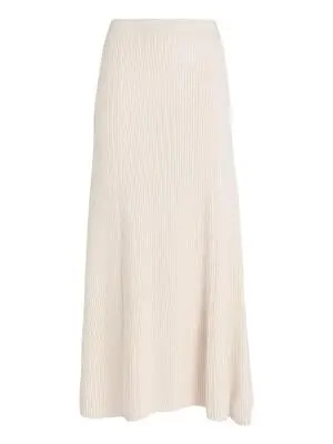 Zimmermann Zimmermann Ribbed Wool Midi Skirt Ecru