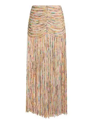 Zimmermann Floral-print Silk Organza Fringed Maxi Skirt - Multicolor