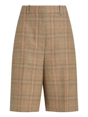 Zimmermann Prince Of Wales Checked Wool-blend Shorts - Brown
