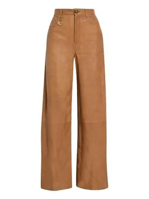 Zimmermann Wide-leg Leather Trousers - Camel