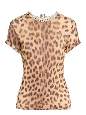 ZIMMERMANN Zimmermann Embellished Leopard-Print Linen-Jersey T-Shirt