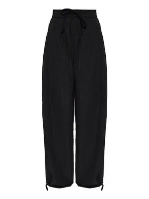 Kenzo Loose-fit Wide-leg Trousers With Drawstring Waist And Ankles - Black