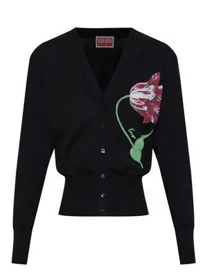 KENZO Kenzo Floral Motif V-Neck Cardigan