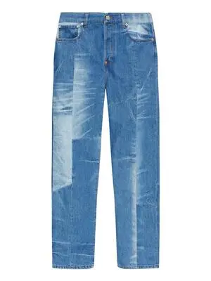 Kenzo Vintage Effect Patchwork Bootcut Jeans - Blue
