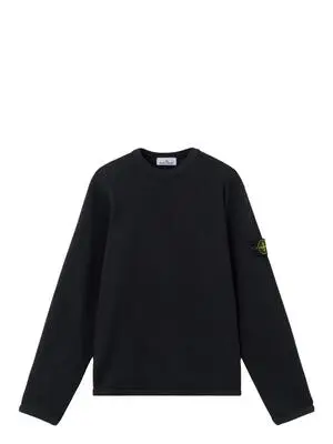 Stone Island Crewneck Sweatshirt With Elasticated Trims - Black