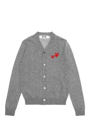 Play Comme Des Garcon Double Heart Cardigan - Grey