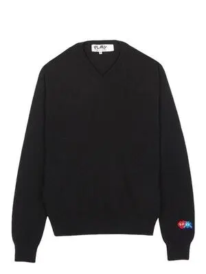 Play Comme Des Garcon X Invader Double Pixel Heart Knitwear - Black