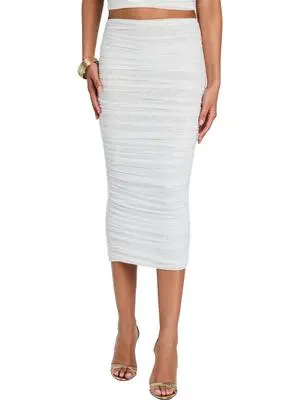 SEROYA SEROYA Pia Mesh Midi Skirt Eggshell
