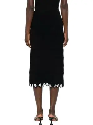 Maje Embellished Midi Knitted Skirt - Black