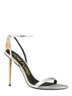 TOM FORD Metallic Padlock Detail Sandals - Silver