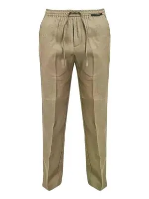 MICHAEL COAL Drawstring Linen Trousers - Neutrals
