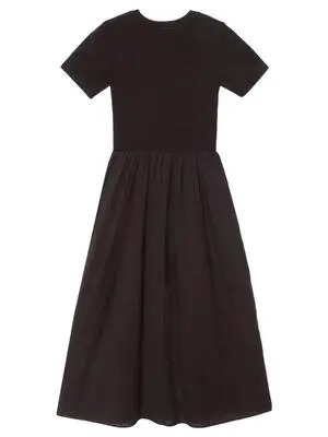 XIRENA Xirena Black Jersey Gathered Flared Skirt Dress