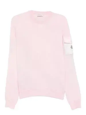 Moncler Logo Patch Crew Neck Sweater - Pink