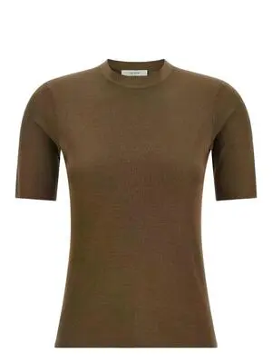 THE ROW Jersey Crewneck Top - Brown