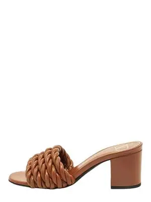 Valentino Garavani Twisted Rope Leather Heeled Sandals - Brown